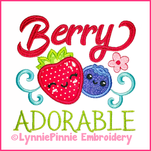 Berry Adorable Strawberry Blueberry Applique Design 4x4 5x7 6x10 7x11 ...