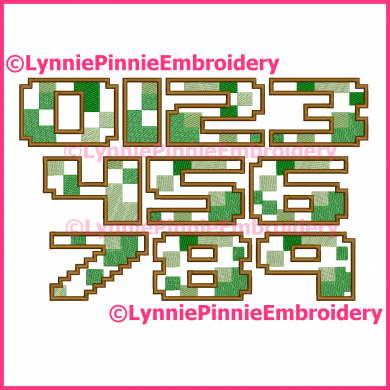 Pixel Block Multicolor Exclusive LP Applique Number Set - 3 sizes 4x4 ...